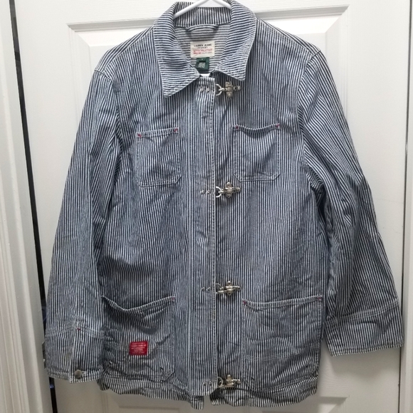 Ralph Lauren | Jackets & Coats | Vintage Ralph Lauren Fireman Oversized Striped Denim Jacket L ...